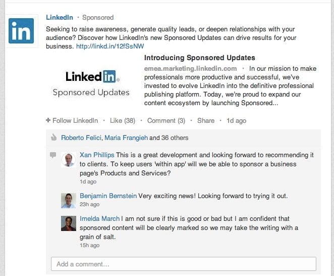 Beter zichtbaar op LinkedIn: sponsored updates & adverteren - Frankwatching